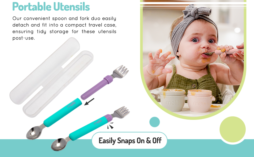 Melii Detachable Spoon & Fork - Luxe Blue + Blue – Babylove Ltd